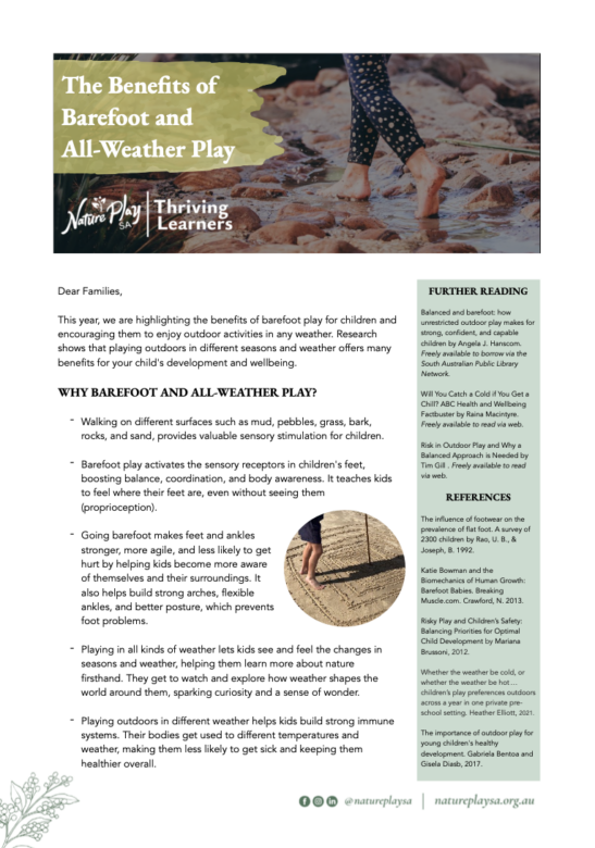 Why Sheet: The Benefits of Barefoot Play and All-Weather Play | Nature ...